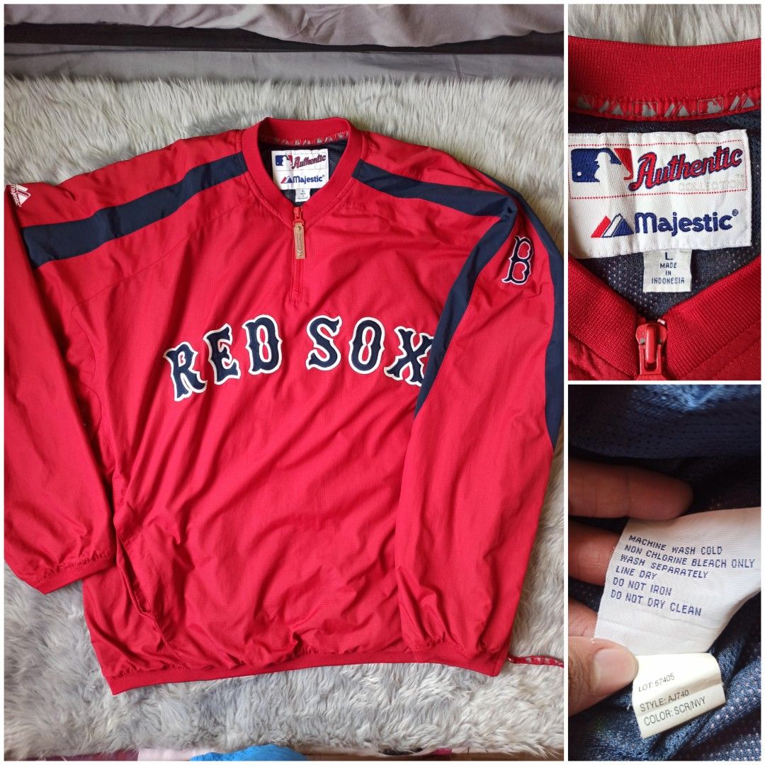 Boston Red Sox Windbreaker Jacket Majestic 1/4 Zip Pullover Long Sleeve ...