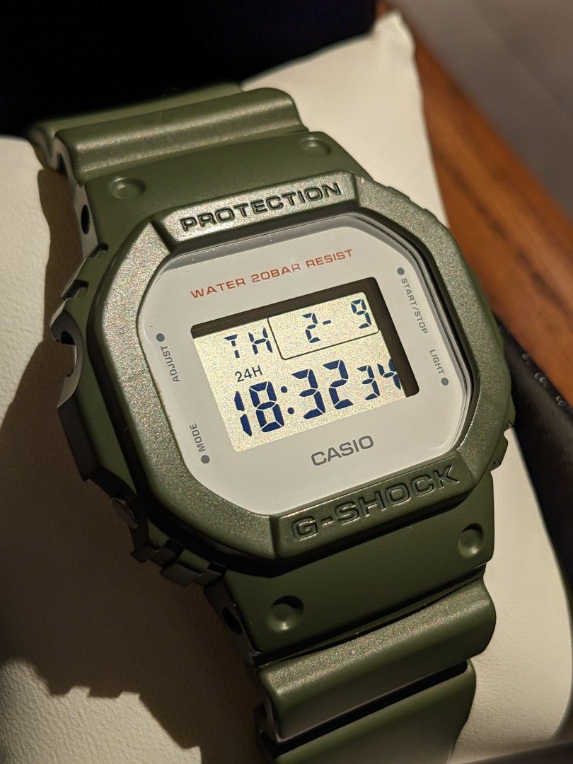 Casio G-Shock Army Green White JDM Variant DW5600, Men's Fashion ...