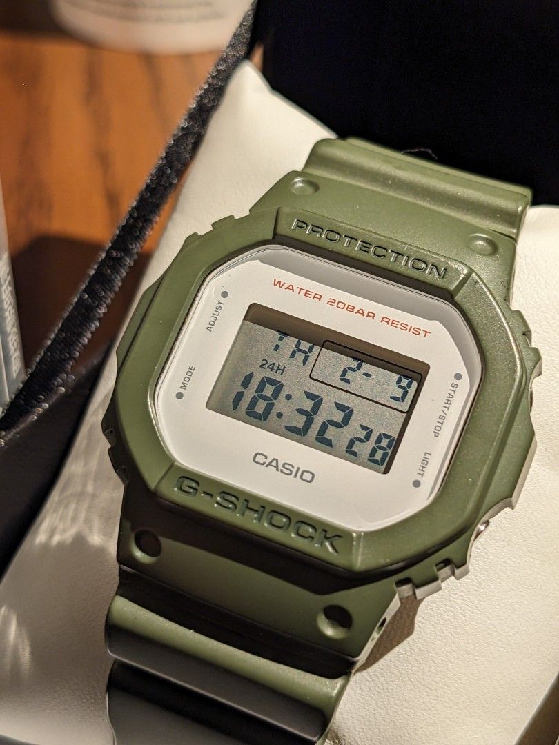 Casio G-Shock Army Green White JDM Variant DW5600, Men's Fashion ...