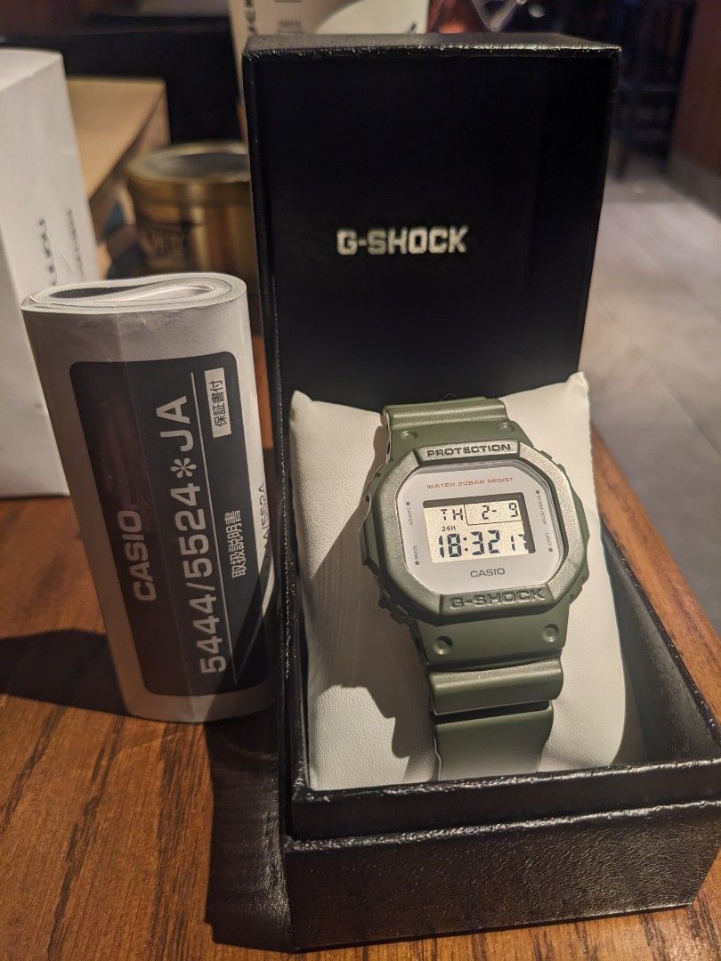 Casio G-Shock Army Green White JDM Variant DW5600, Men's Fashion ...