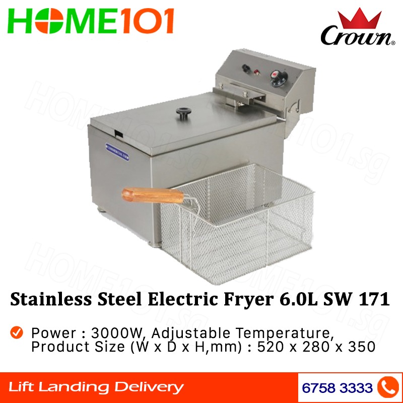 Crown Stainless Steel Fryer 6.0L SW 171, TV & Home Appliances, Kitchen ...