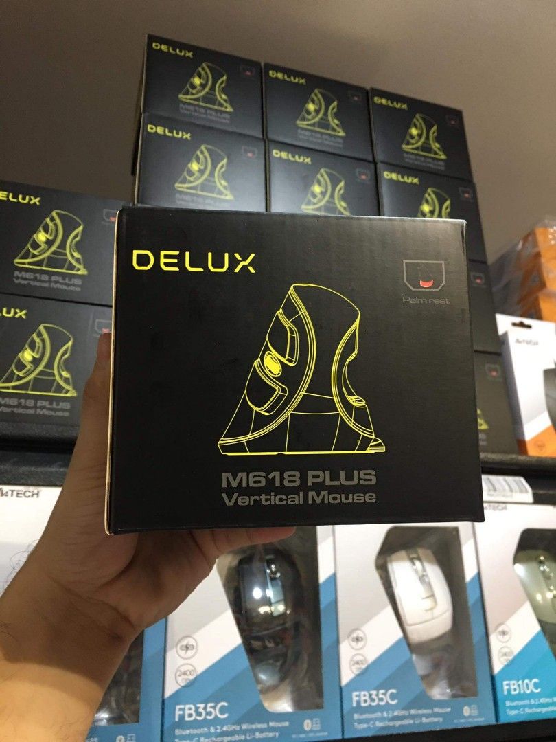 Delux M618 Plus Wired Vertical Mouse RGB Adjustable DPI | Palm Rest Black, Computers & Tech ...