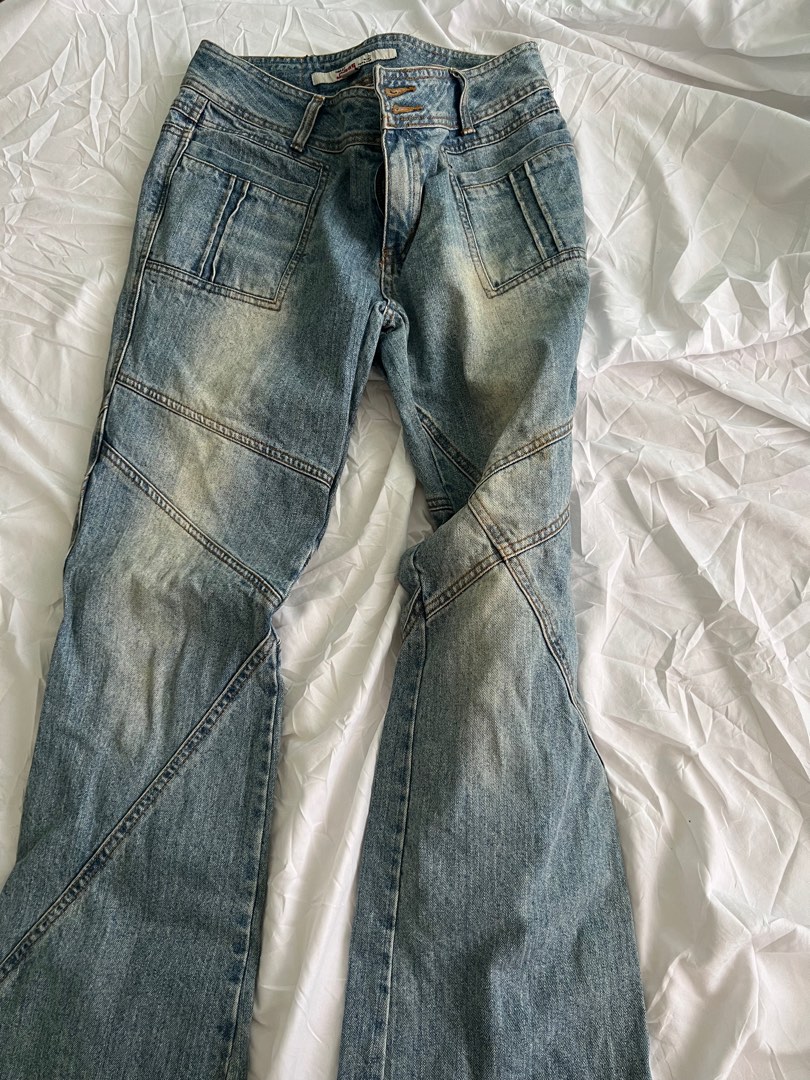 Denim jeans with stitching, Women's Fashion, Bottoms, Jeans on Carousell