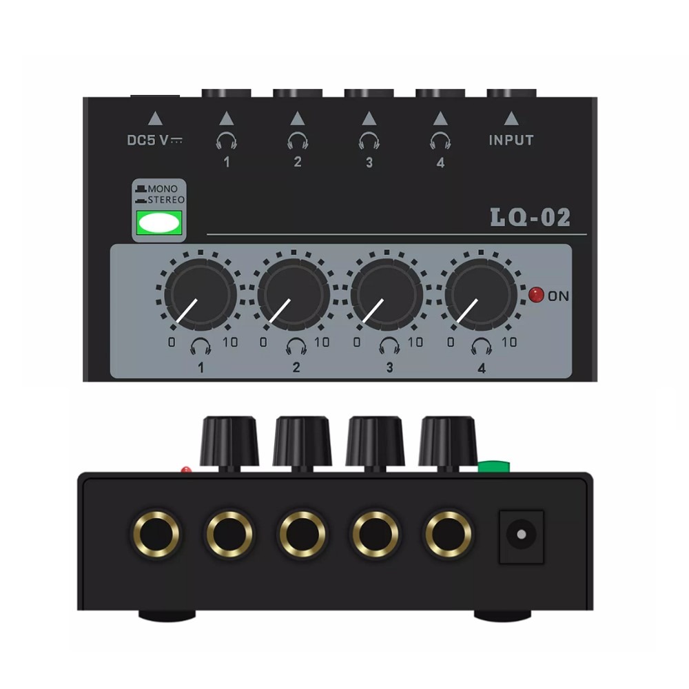 GAX-LQ02 Active Ultra-compact 4 Channel Stereo/Mono Headphone Audio ...