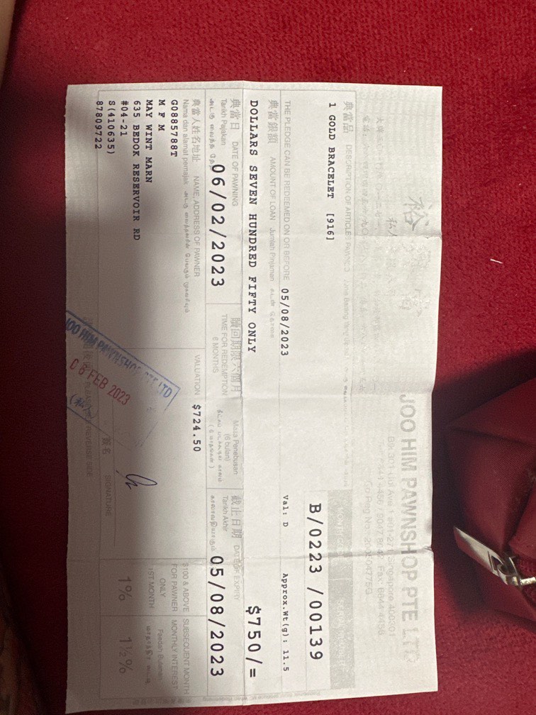 gold pawn ticket, Tickets & Vouchers, Vouchers on Carousell