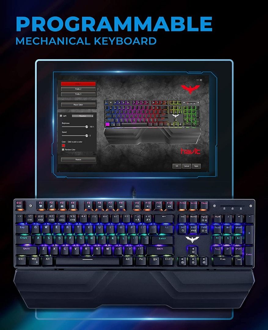 havit Mechanical Keyboard and Mouse Combo RGB Gaming 104 Keys Blue ...
