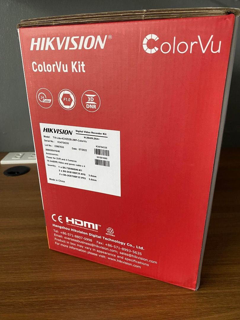 HIKVISION 2MP/ 4CH COLORVU CCTV KIT (TVI-4CH2D2B-2MP-COLORVU), Computers & Tech, Parts ...