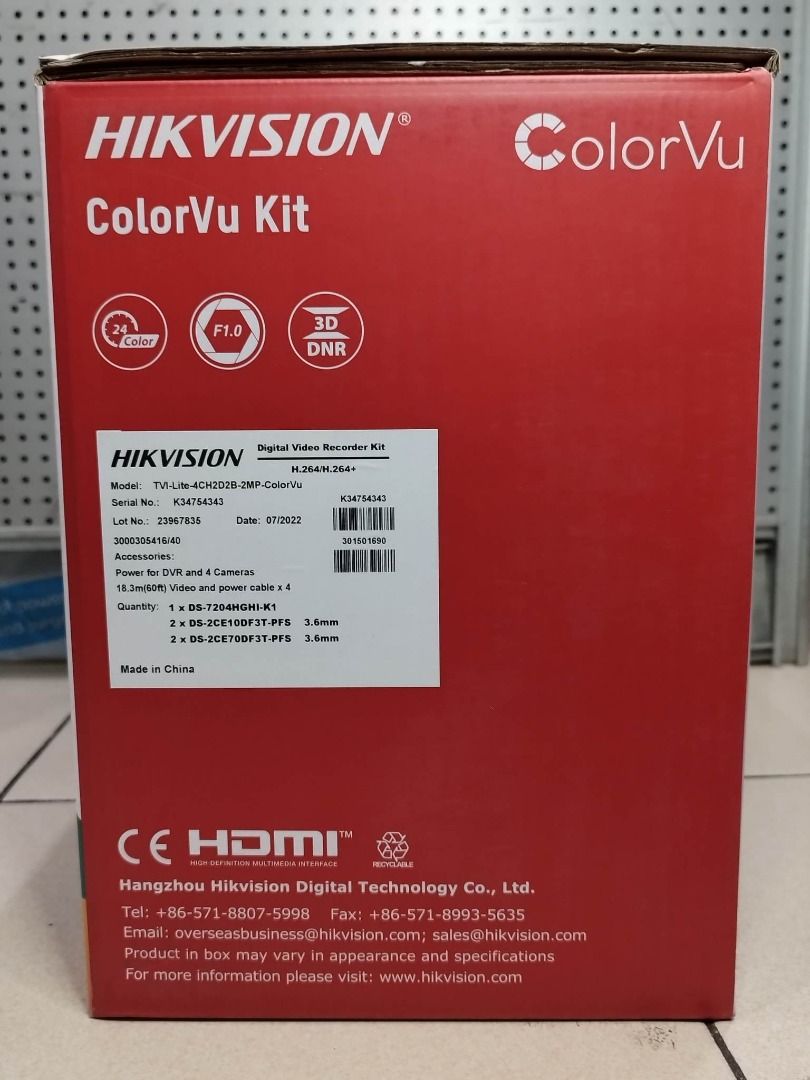 HIKVISION TVI-4CH2D2B-2MP ColorVu 4CH Package Kit 2MP, Furniture & Home Living, Security & Locks ...