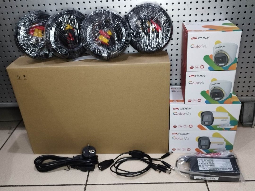 HIKVISION TVI-4CH2D2B-2MP-ColorVu 4CH Package Kit, Furniture & Home ...