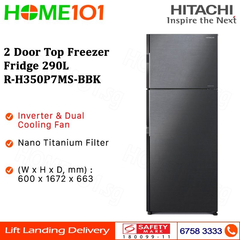 Hitachi 2 Door Inverter Fridge 290L R-H350P7MS, TV & Home Appliances, Kitchen Appliances ...