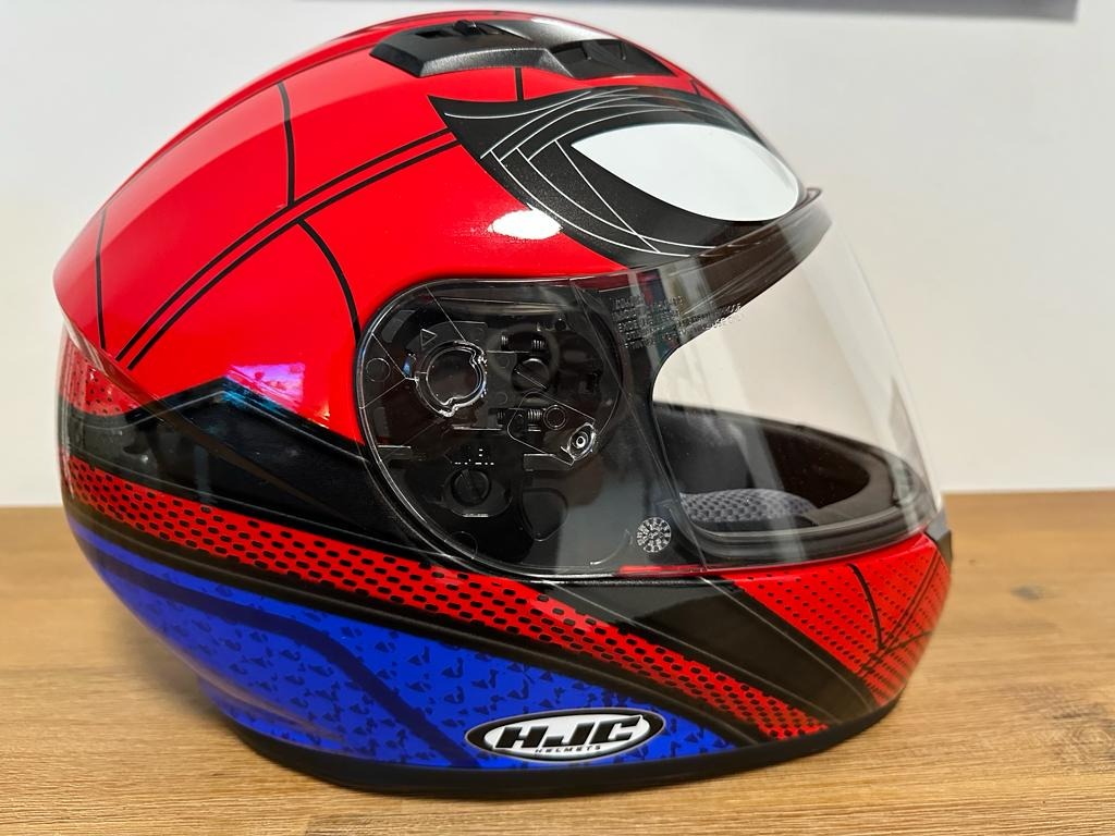 HJC Spiderman Helmet (Small) + Cardo Packtalk, Motorcycles, Motorcycle ...