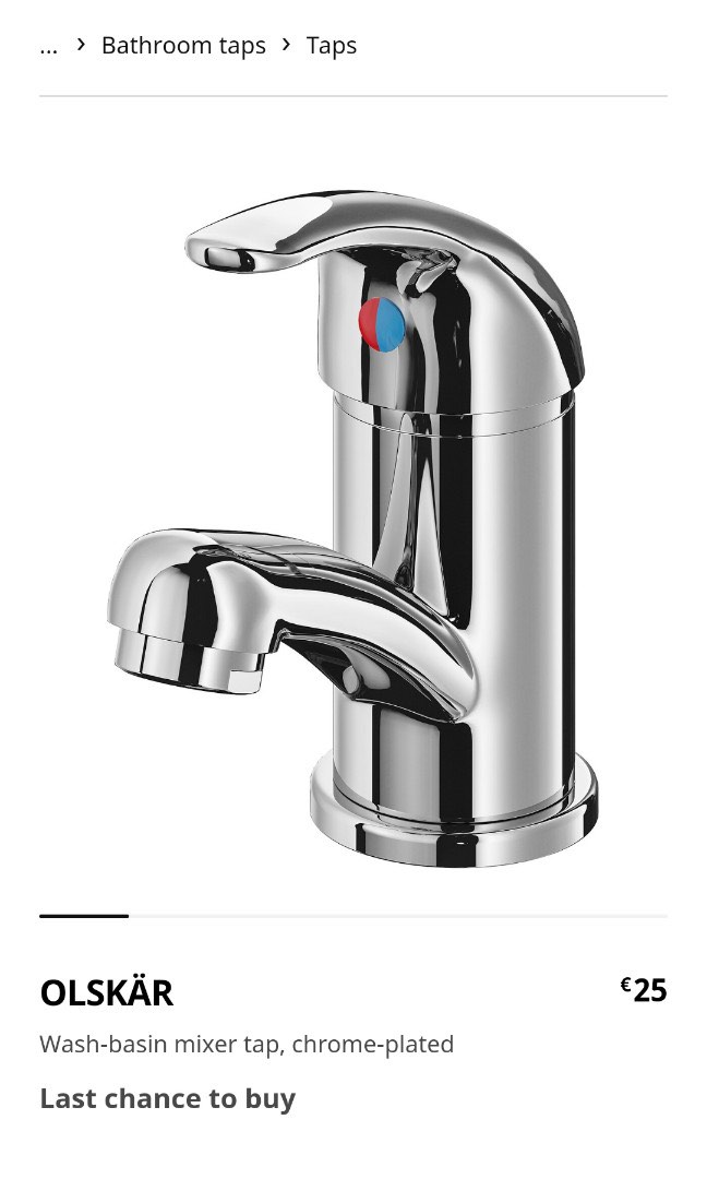 Ikea OLSKAR Wash-Basin Mixer tap, Chrome-Plated, Furniture & Home ...