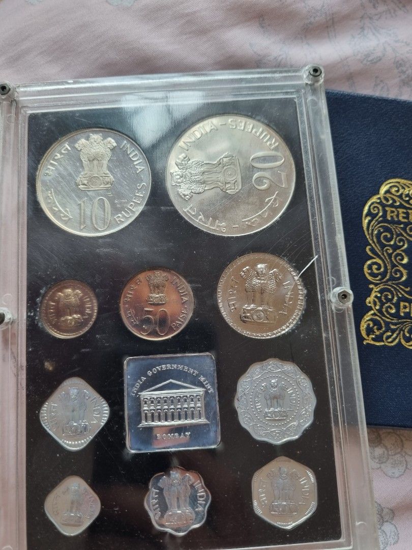 India 1973 1 Paisa to 20 rupee proof coin set (10 coins), Hobbies ...