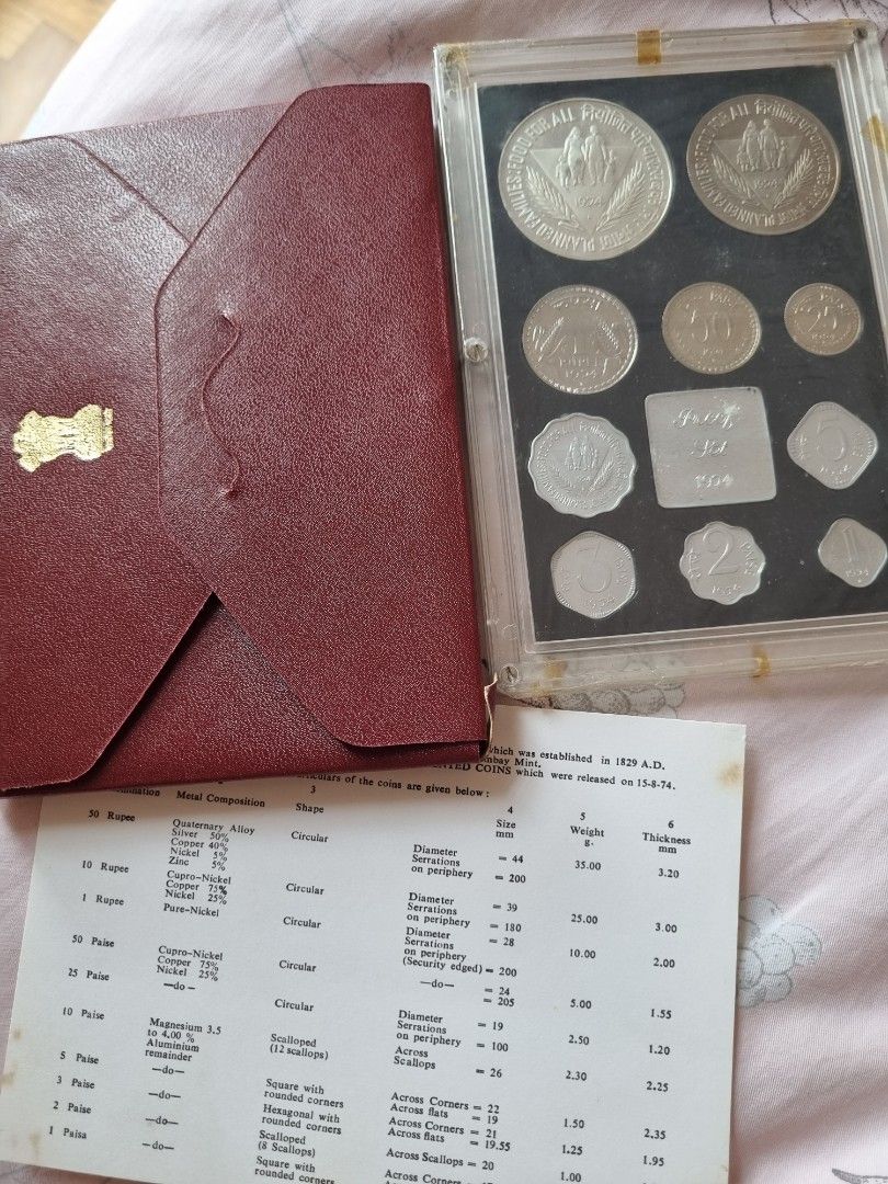 India 1974 1 Paisa to 50 rupee proof coin set (10 coins), Hobbies ...