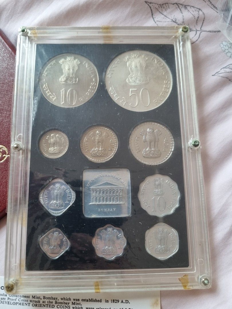India 1974 1 Paisa to 50 rupee proof coin set (10 coins), Hobbies ...
