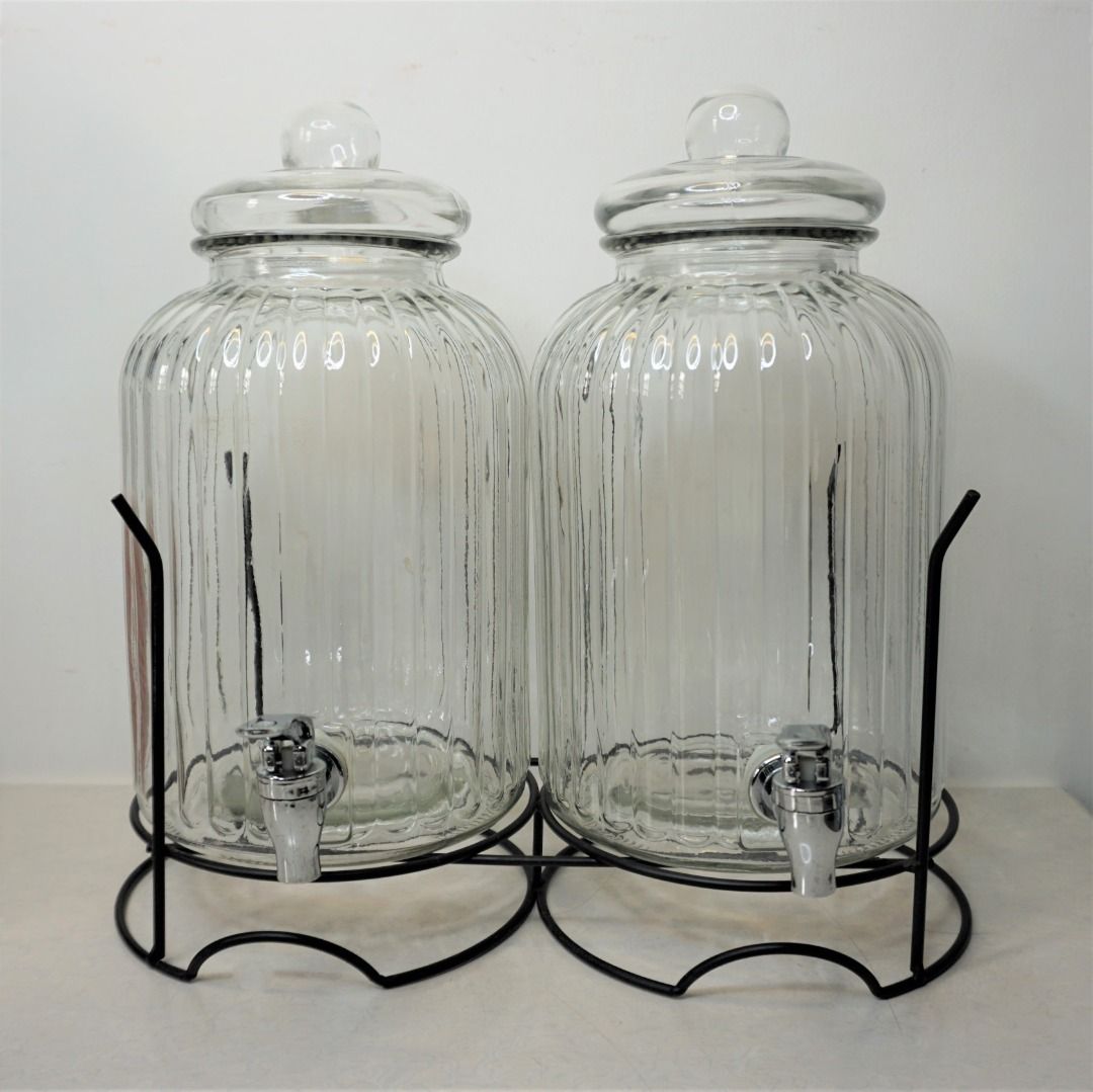 Juice Dispenser Glass Containers (Set), Furniture & Home Living ...