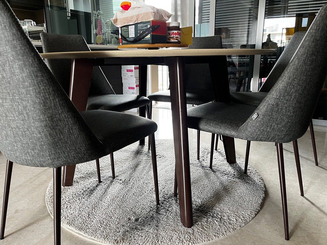 Kay round quartz dining table with chairs, Furniture & Home Living ...