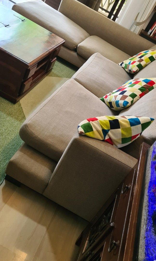 L Shape Sofa - moving out sale, Furniture & Home Living, Furniture ...