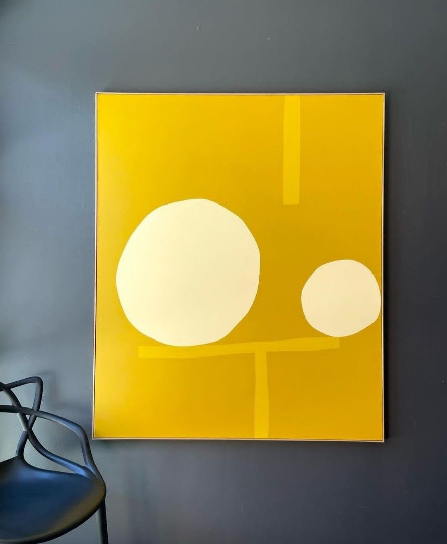 Lukisan Minimalis Warna Kuning, Desain & Kerajinan Tangan, Karya Seni ...