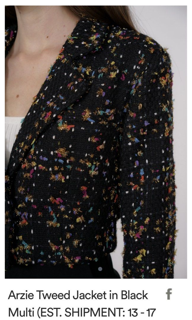 MDS Arzie Tweed Jacket in Black Multi, Women's Fashion, Coats, Jackets ...