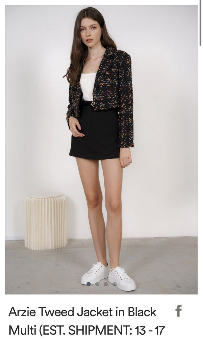 MDS Arzie Tweed Jacket in Black Multi, Women's Fashion, Coats, Jackets ...