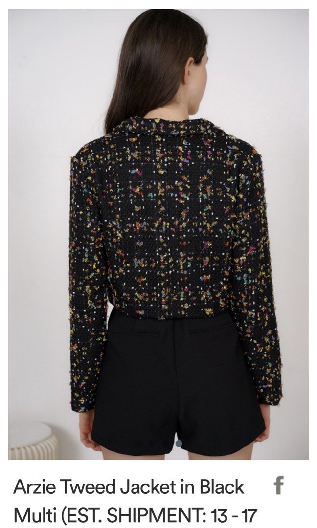 MDS Arzie Tweed Jacket in Black Multi, Women's Fashion, Coats, Jackets ...