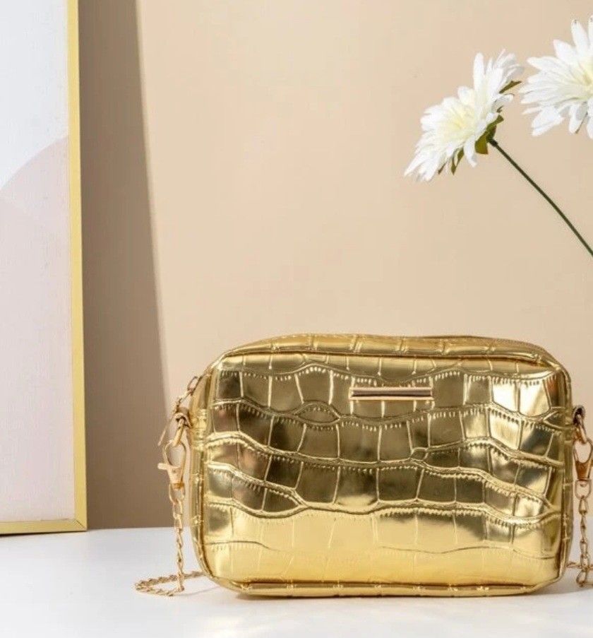 Metallic embossed crossed bag, Women's Fashion, Bags & Wallets, Cross ...