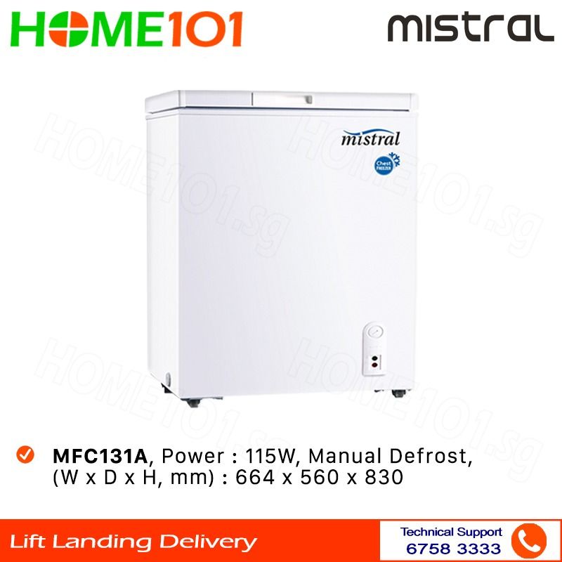 Mistral Chest Freezer 131L MFC131A, TV & Home Appliances, Kitchen ...