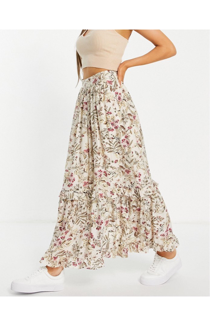 MNG Long Floral skirt, Women's Fashion, Bottoms, Skirts on Carousell