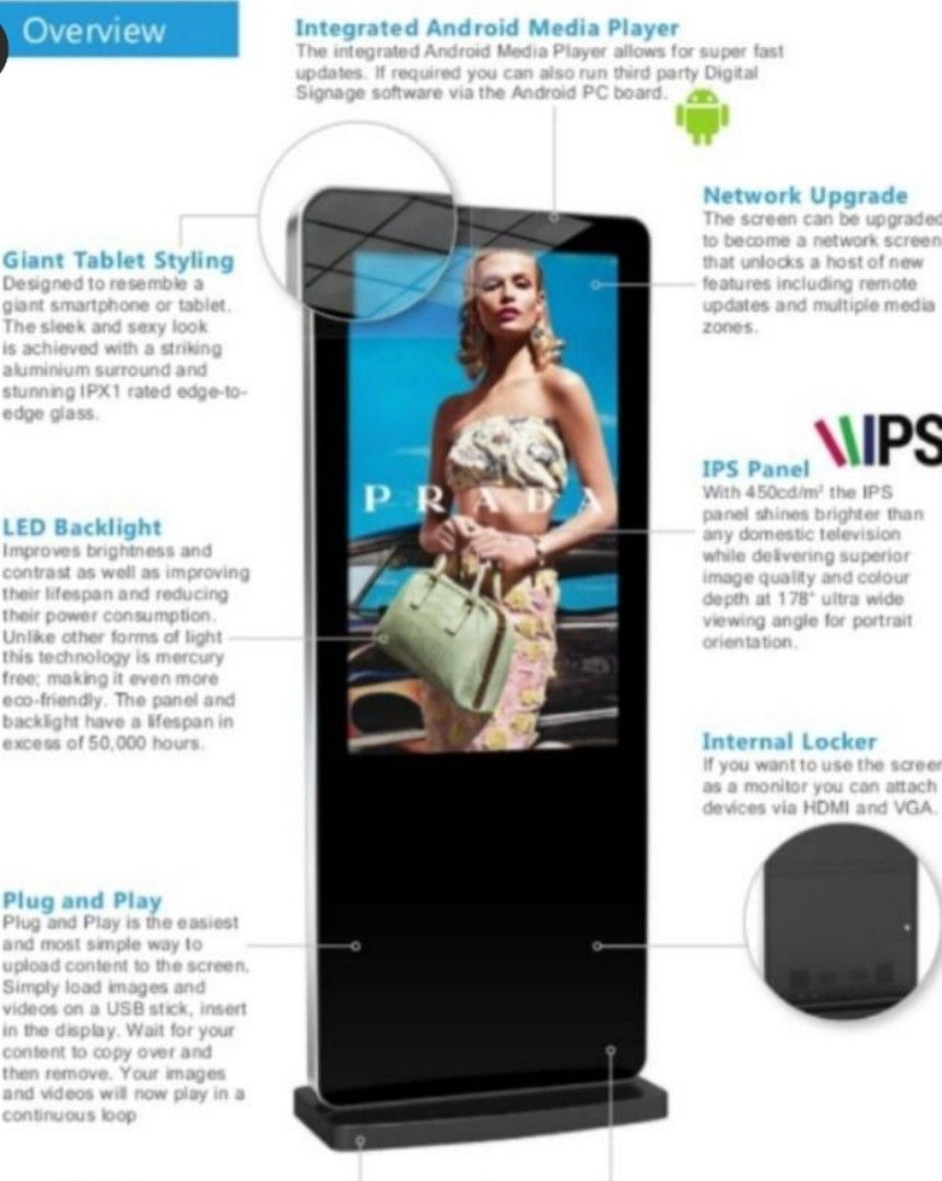 Mobile Digital signage with wheels touchscreen android system wifi and ...