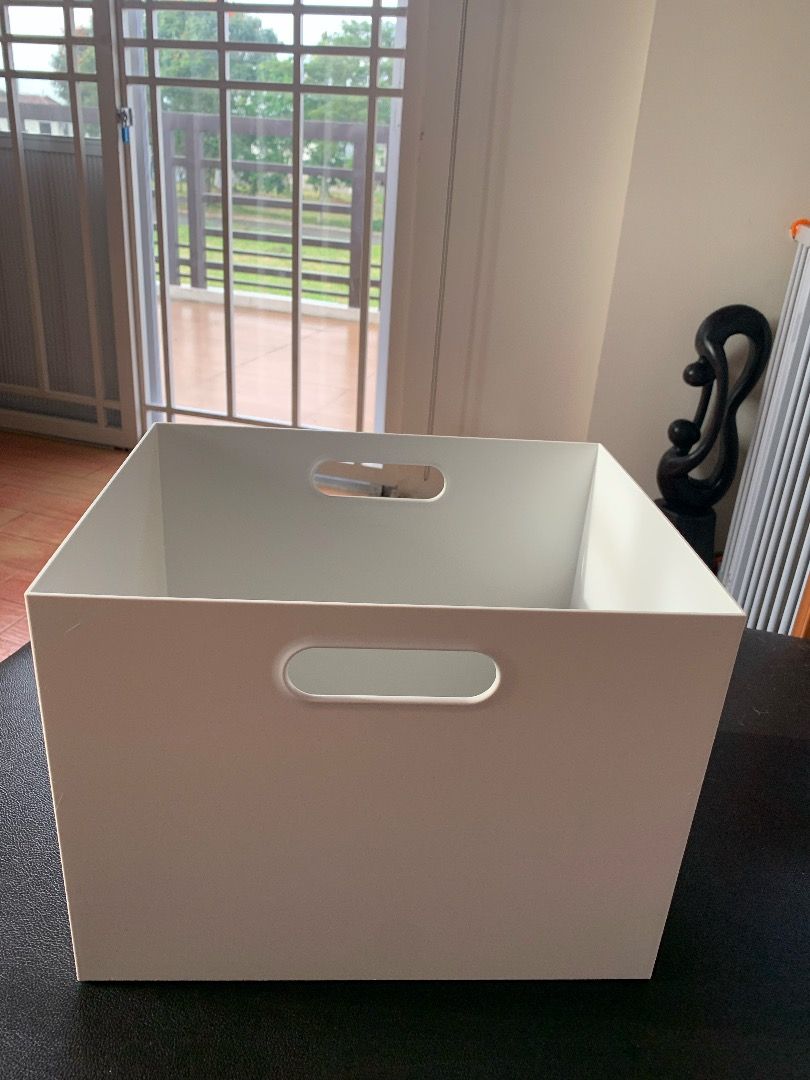 Muji PP File Box in White Gray 25CM, Furniture & Home Living, Home ...