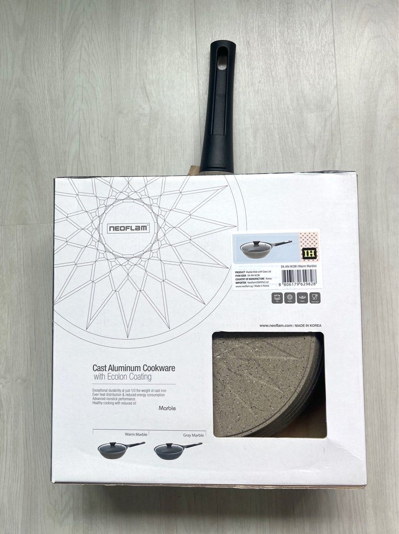 Neoflam cast aluminium 28cm wok pan with lid with ecolon coating IH ...