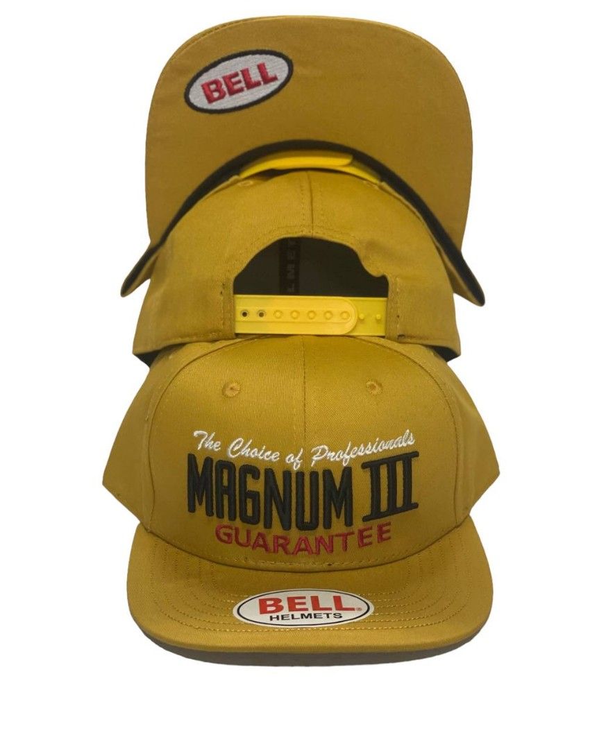 New cap helmet magnum bell embroidery logo hat, Men's Fashion, Watches ...