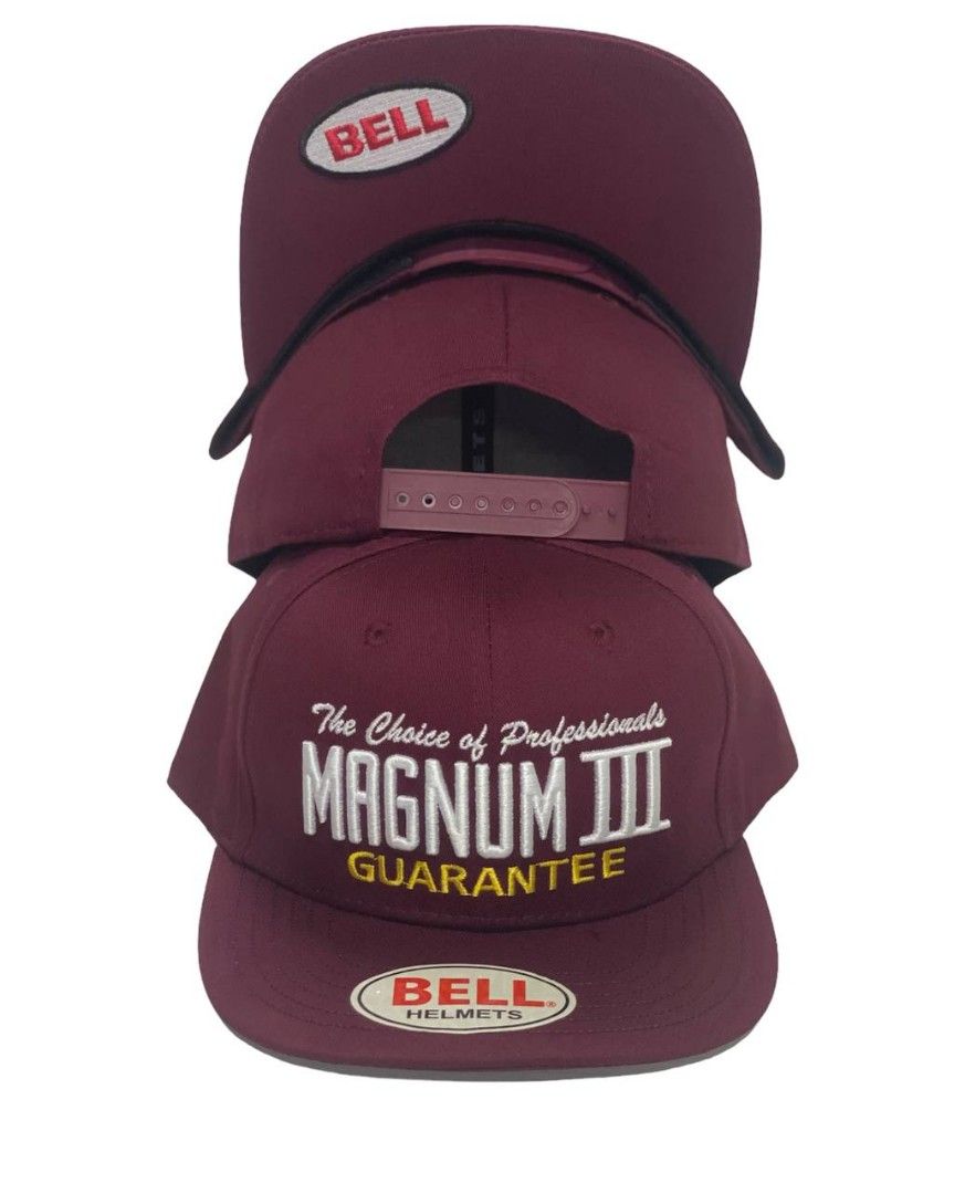 New cap helmet magnum bell embroidery logo hat, Men's Fashion, Watches ...