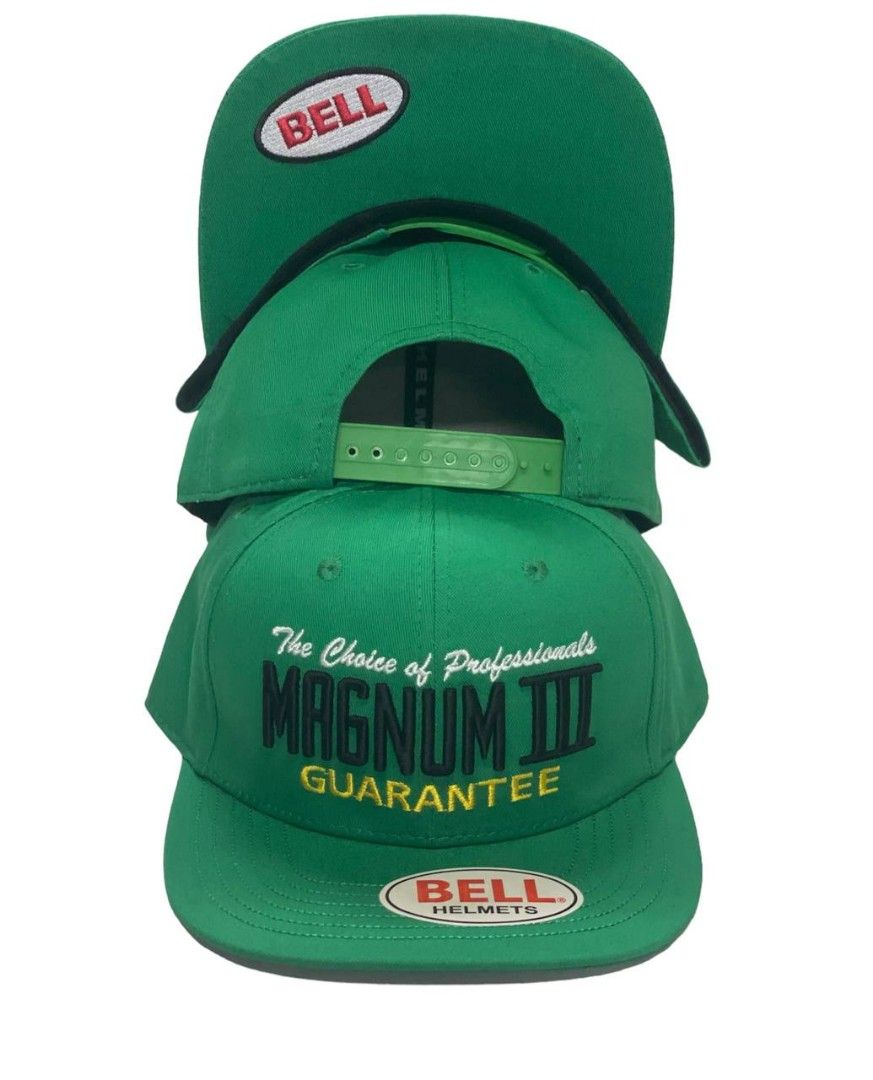 New cap helmet magnum bell embroidery logo hat, Men's Fashion, Watches ...
