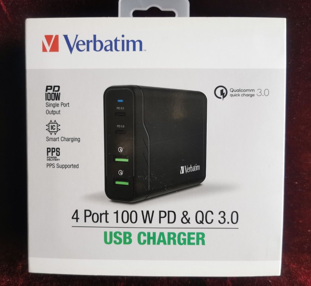 New Verbatim 4 Port 100W PD & QC 3.0 USB Charger, Computers & Tech, Parts & Accessories ...