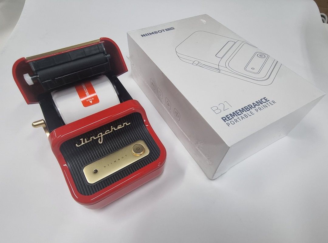 Niimbot Red B21 Bluetooth Thermal Label Printer with 1 x white 50x30mm ...
