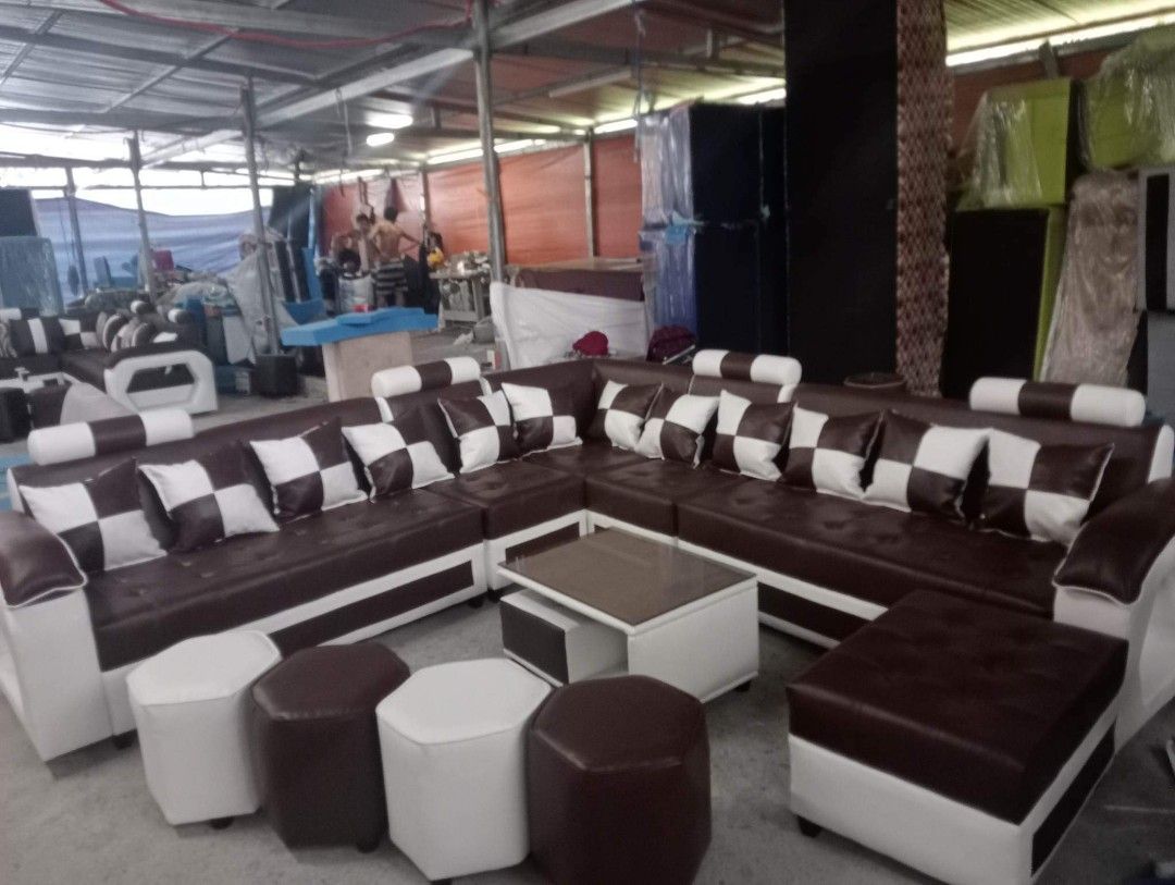 On hand big leather sala set, Furniture & Home Living, Furniture, Sofas ...