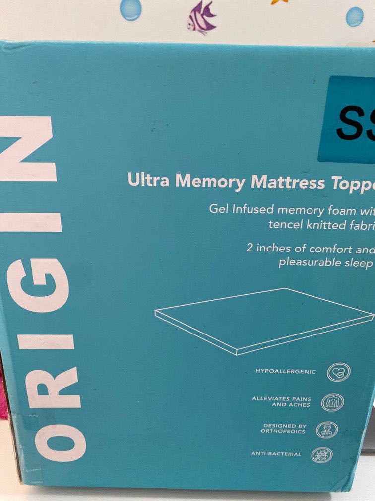 Origin ultra memory mattress topper-used less than a mth , Furniture ...