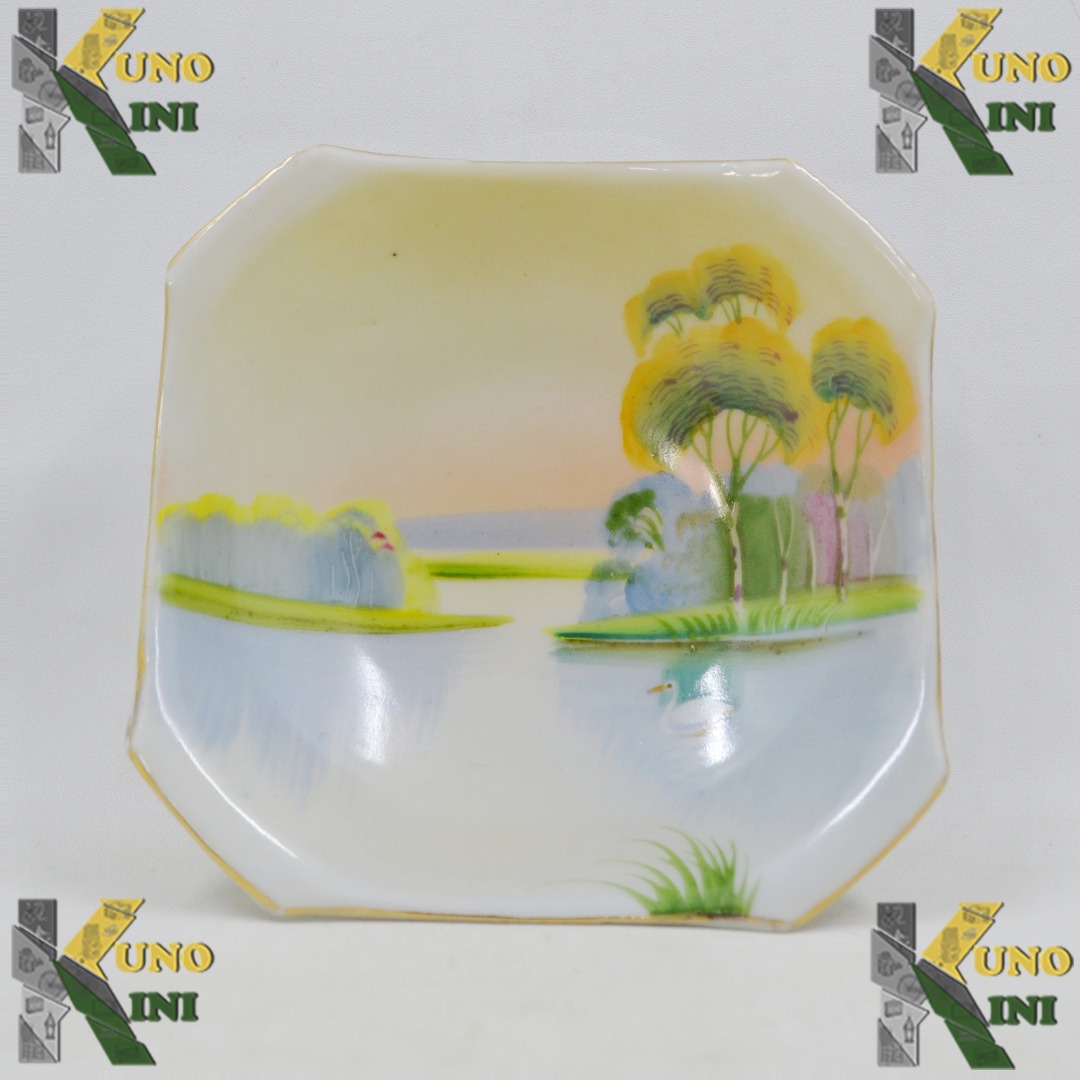 PIRING ANTIK HAND PAINTED PEMANDANGAN DANAU., Antik, Pajangan di Carousell