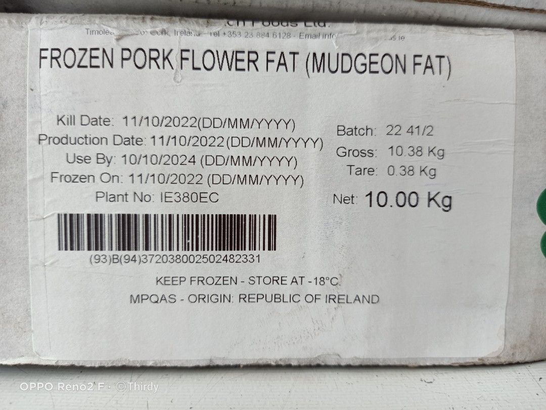 PORK FLOWER FAT, Food & Drinks, Chilled & Frozen Food on Carousell