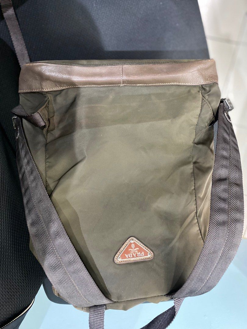 Prada Army green backpack, Luxury, Bags & Wallets on Carousell