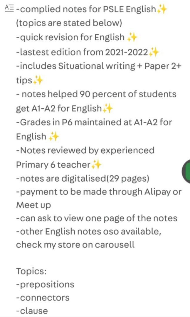 PSLE English complied notes :>, Hobbies & Toys, Books & Magazines ...