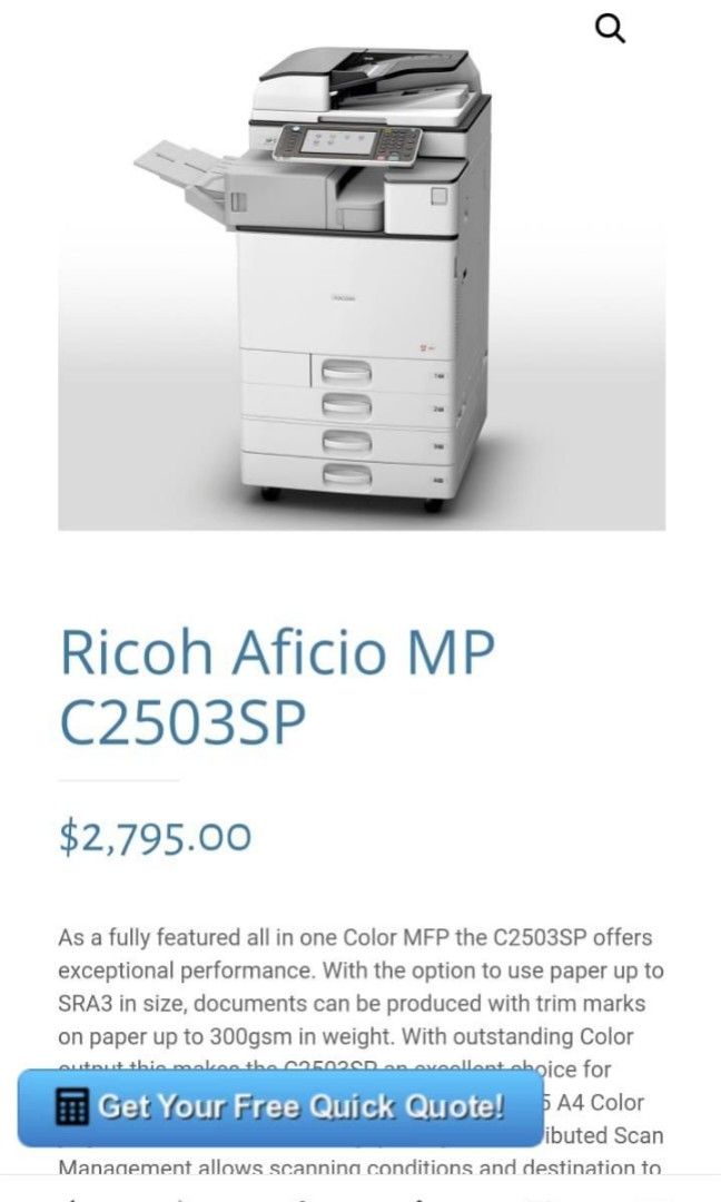 Ricoh printer mpc2503, Computers & Tech, Printers, Scanners & Copiers on Carousell