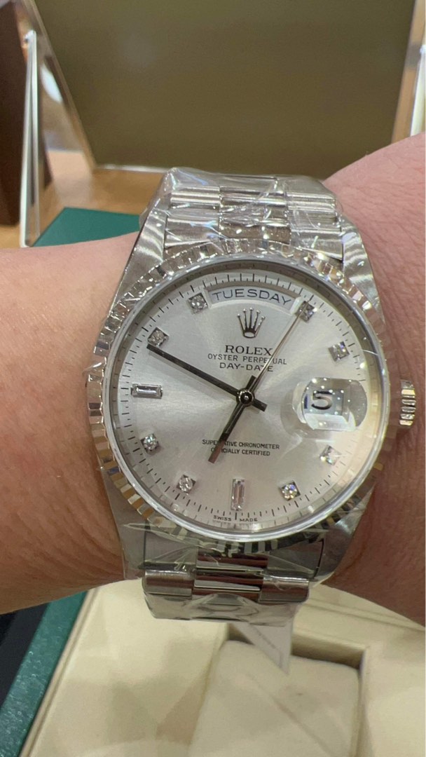Rolex 1993 Daydate President 18k Whitegold diamond dial 36mm on Carousell
