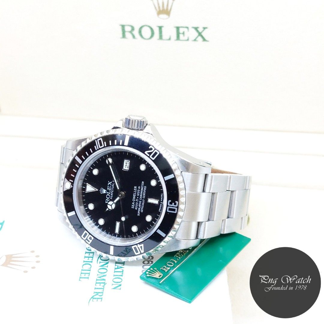 Rolex 40mm Stainless Steel Casing Black Dial Unisex Sea Dweller Date ...