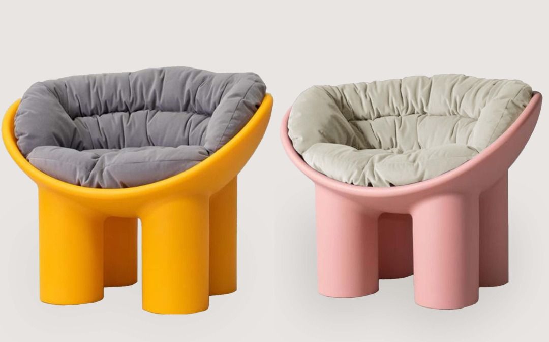 Roly Poly Chair with Oatmeal Cushion (Reproduction) in Pink on Carousell