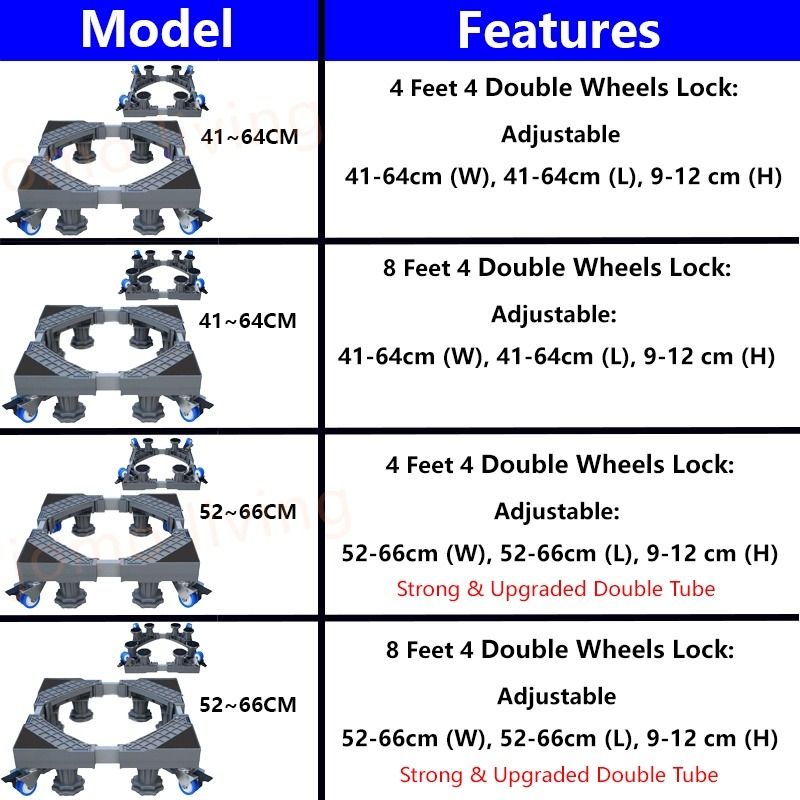 [sg stock] Mobile Roller, Washing Machine Stand Base,Mobile Base for ...