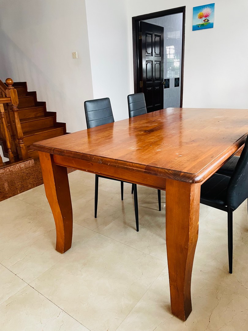 Solid Wood Balinese Dining Table, Furniture & Home Living, Furniture ...