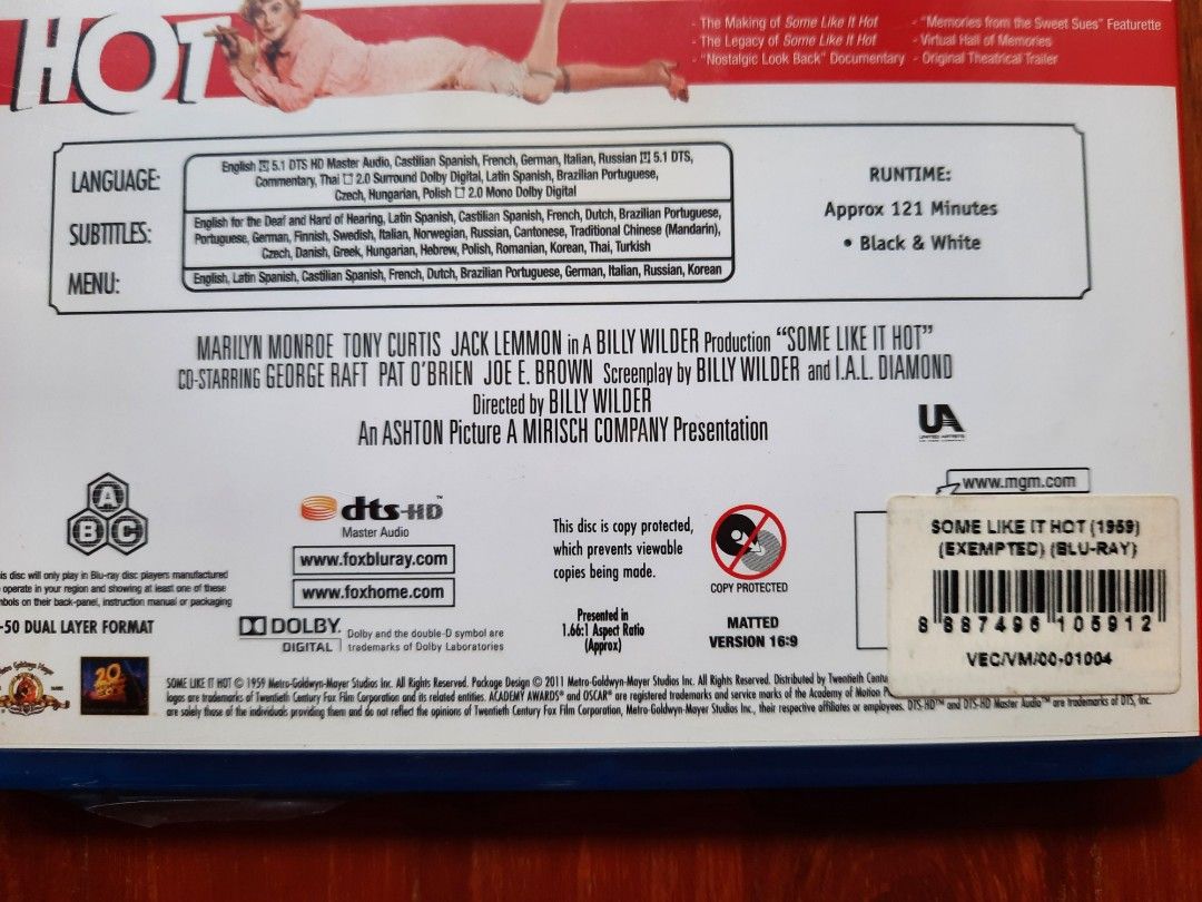 Some Like It Hot (1959) blu-ray, Hobbies & Toys, Music & Media, CDs & DVDs on Carousell